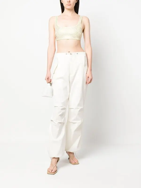 Patrizia Pepe Crystal Embellished Crop Top