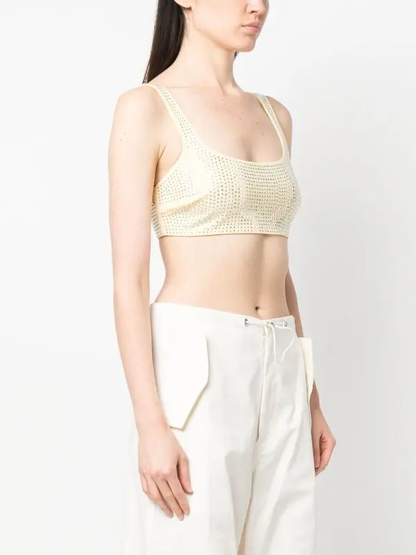 Patrizia Pepe Crystal Embellished Crop Top