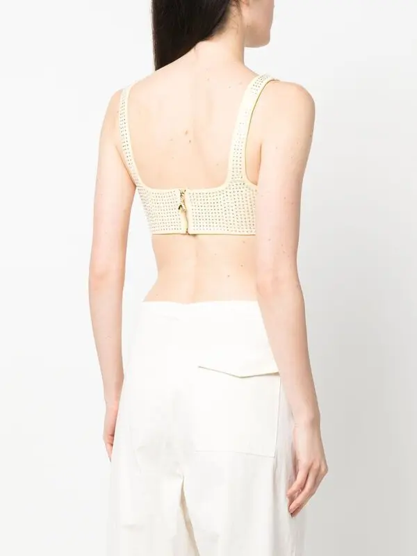 Patrizia Pepe Crystal Embellished Crop Top