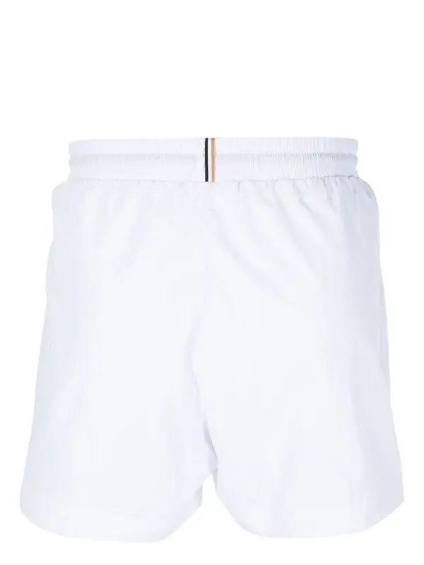 BOSS Logo-print Drawstring Swim Shorts - White