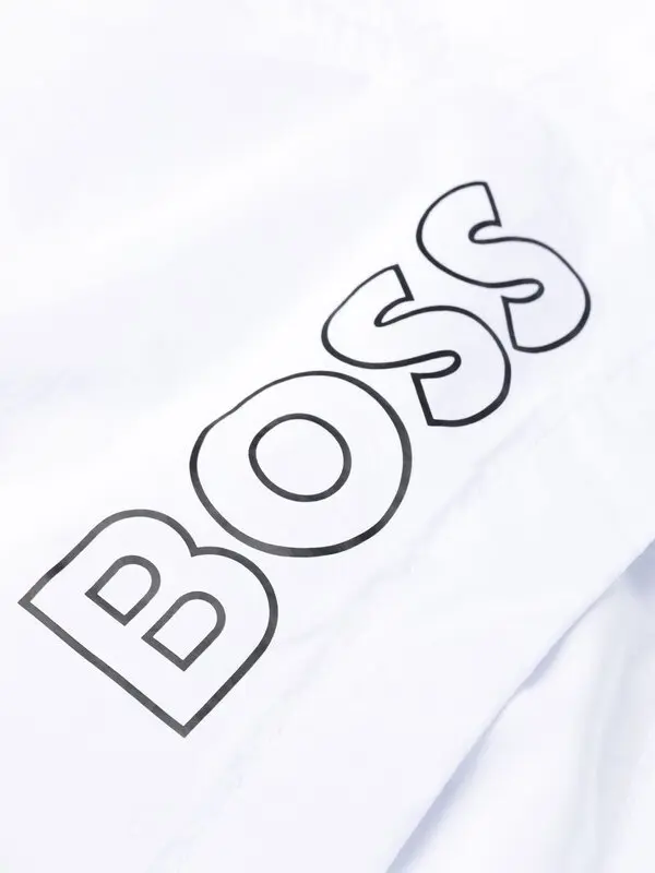 BOSS Logo-print Drawstring Swim Shorts - White
