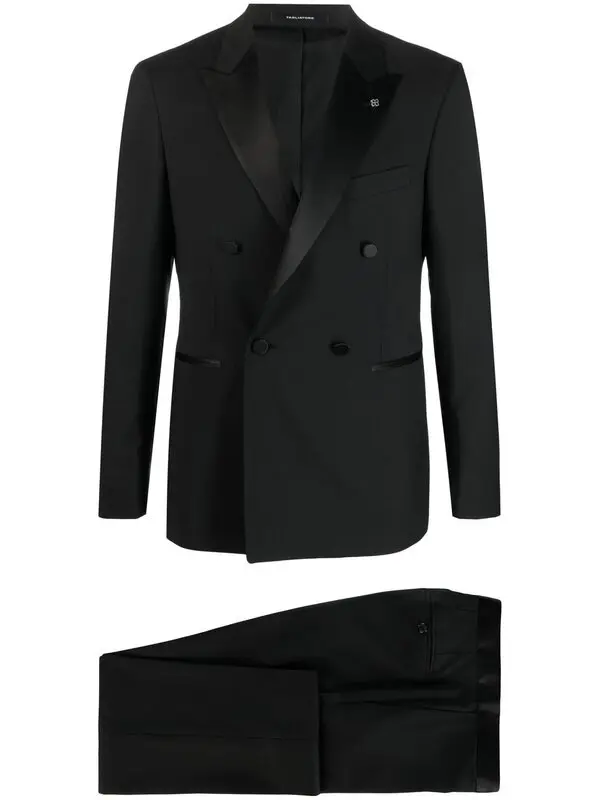 Tagliatore Peak Lapels Wool Suit - Black