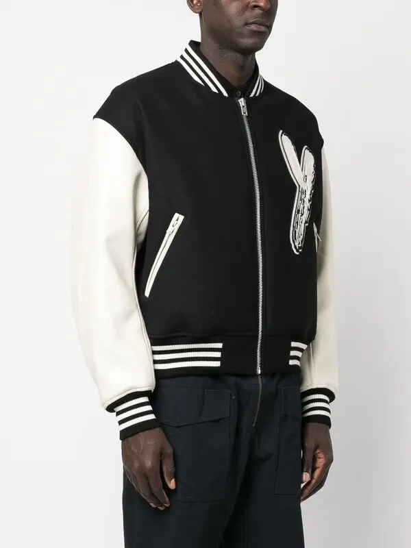 Y3 Ogo-Print Varsity Jacket In Black - 35% Off | Editorialist