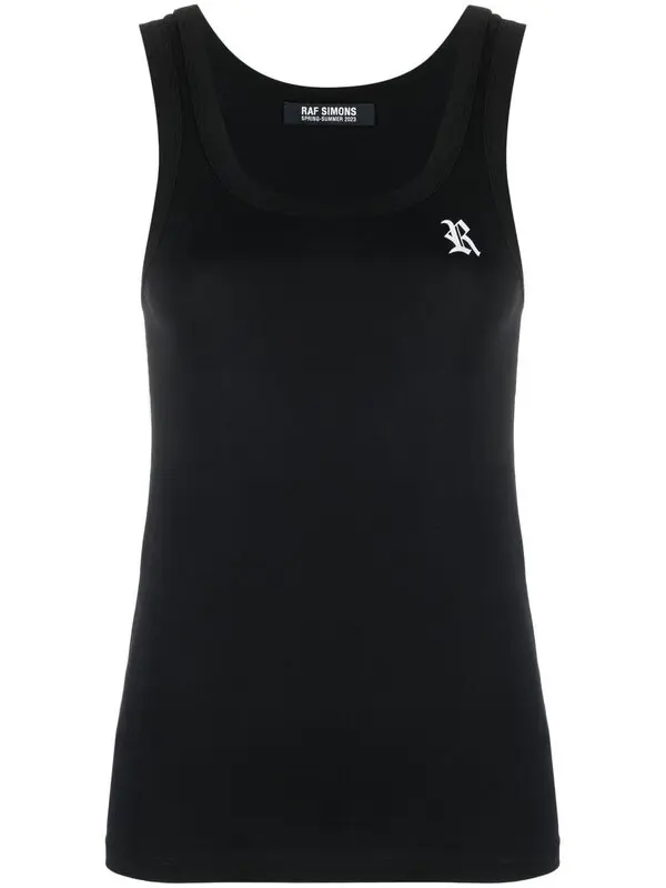 Raf Simons Scoop Neck Sleeveless Top - Black