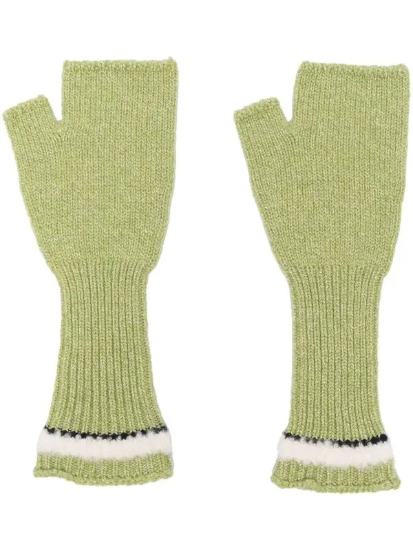 BARRIE Shearling-effect Cashmere Fingerless Gloves - Green