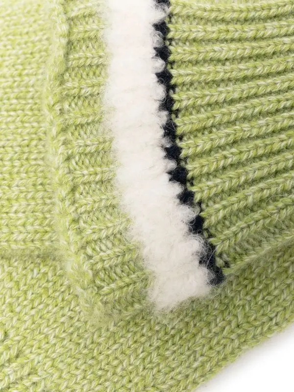BARRIE Shearling-effect Cashmere Fingerless Gloves - Green