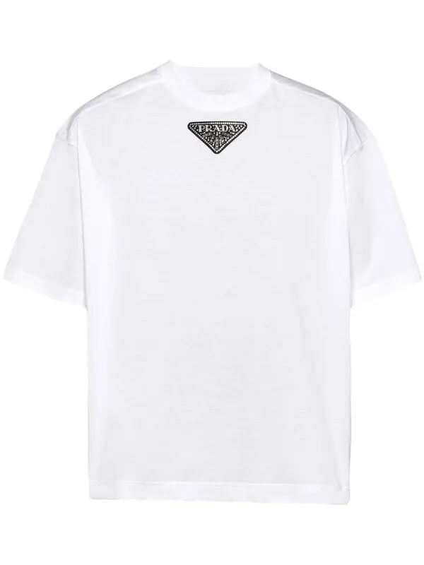 Prada Re-Nylon Panelled T-Hirt - White | Editorialist