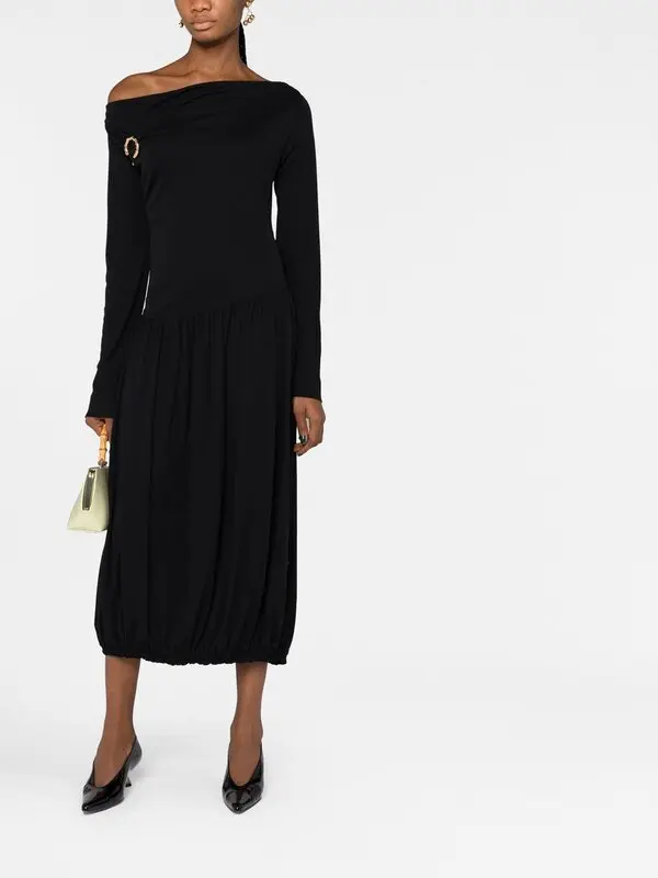 LANVIN Long-sleeve Asymmetric Midi Dress