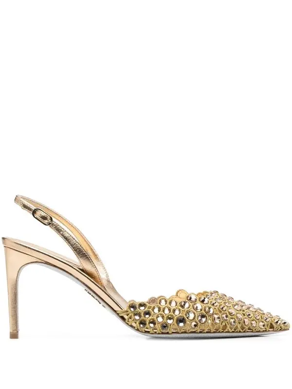 Rene Caovilla 88mm Crystal-embellished Slingback Pumps