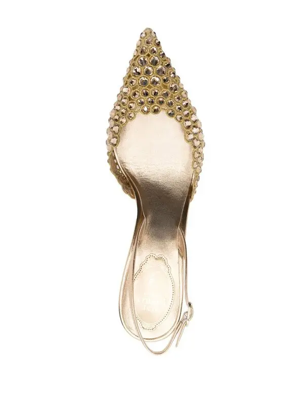 Rene Caovilla 88mm Crystal-embellished Slingback Pumps