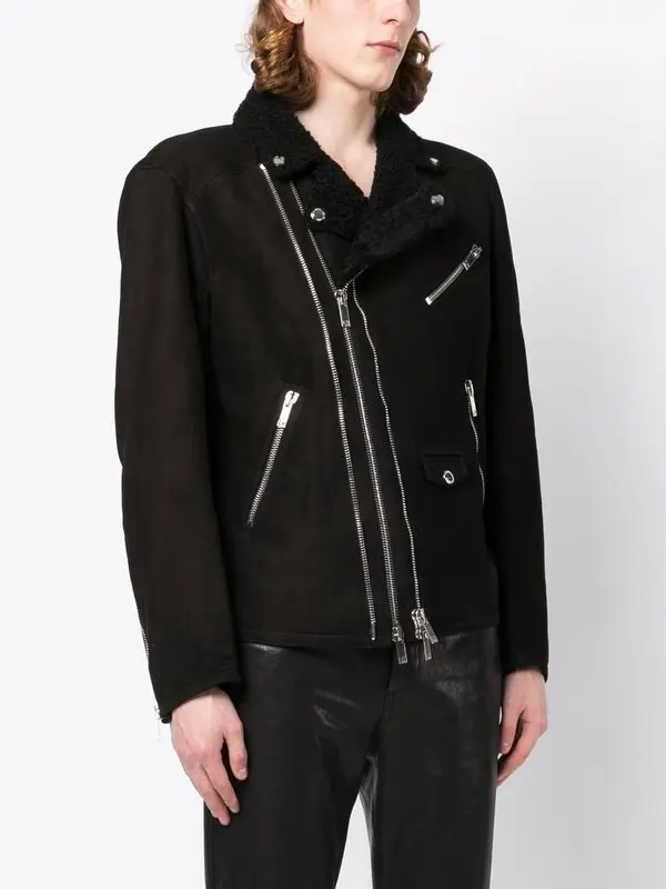 LES HOMMES Suede Biker Jacket