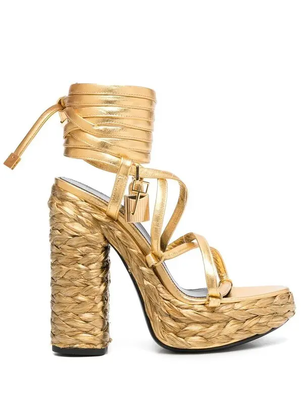 TOM FORD Metallic-effect Platform Sandals - Gold