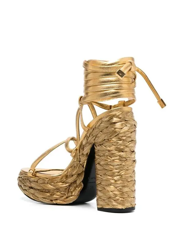 TOM FORD Metallic-effect Platform Sandals - Gold