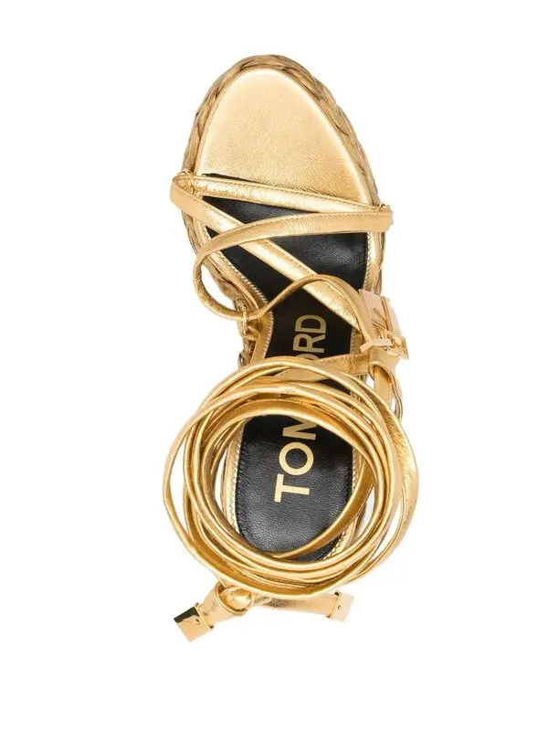 TOM FORD Metallic-effect Platform Sandals - Gold