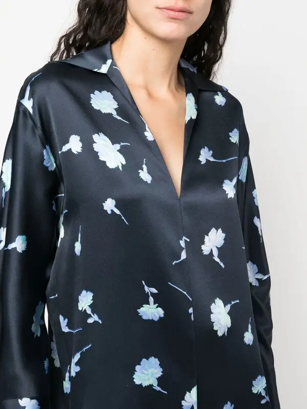 Vince Floral Print Silk Blouse