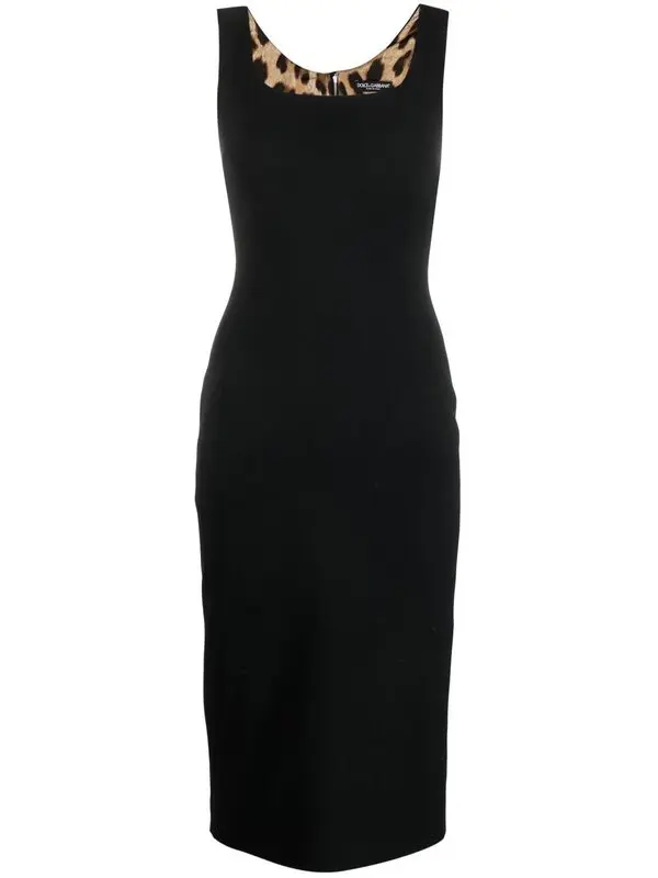 Dolce & Gabbana Square-neck Midi Dress - Black