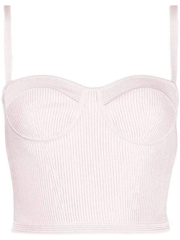 Alexander McQueen Rib-knitted Bustier Crop Top - Pink
