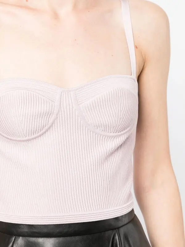 Alexander McQueen Rib-knitted Bustier Crop Top - Pink