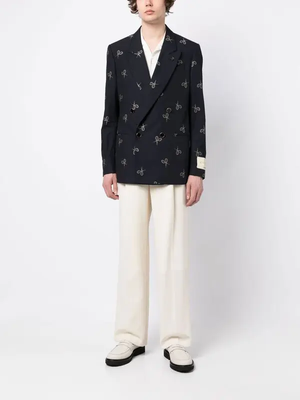 LARDINI Racket-print Double-breasted Blazer