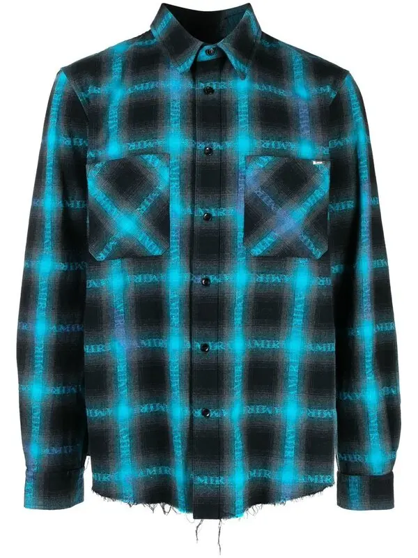Amiri Plaid Logo-print Shirt - Blue