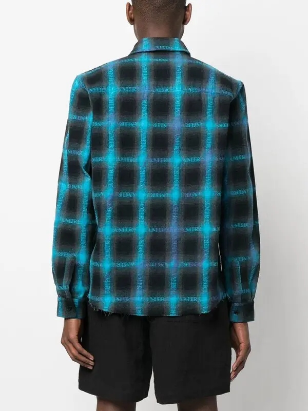 Amiri Plaid Logo-print Shirt - Blue