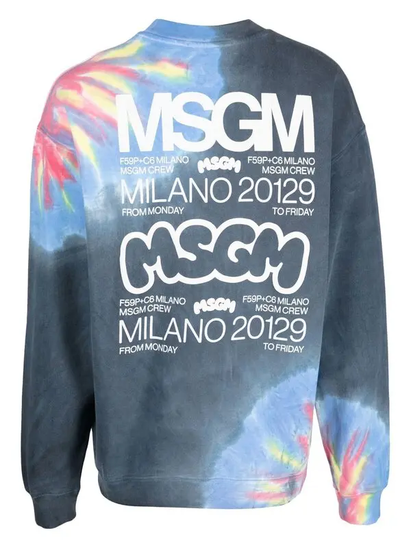 MSGM Logo-print Tie-dye Sweatshirt