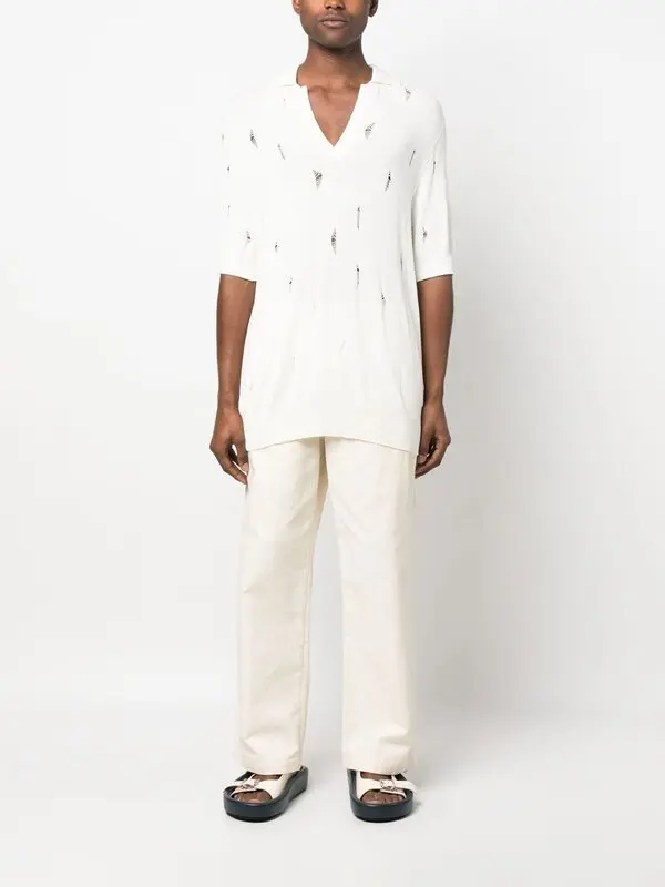 BARROW Extra Long Distressed Polo Shirt