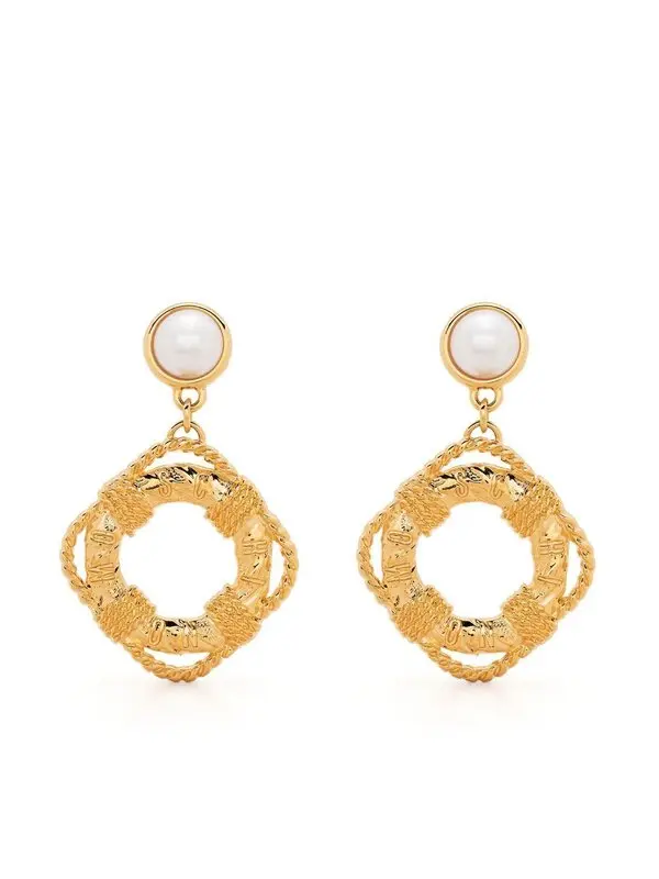 Moschino Lifebouy Pearl-detail Earrings - Gold