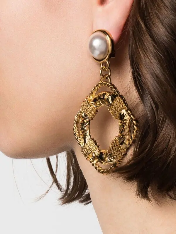 Moschino Lifebouy Pearl-detail Earrings