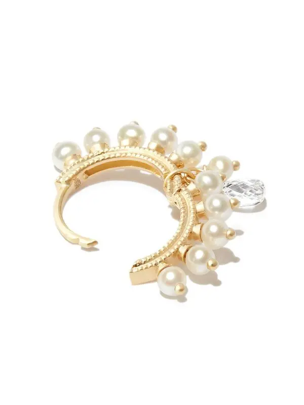Maria Tash Coronet Pearl Diamond Briolette Earring Gold 28
