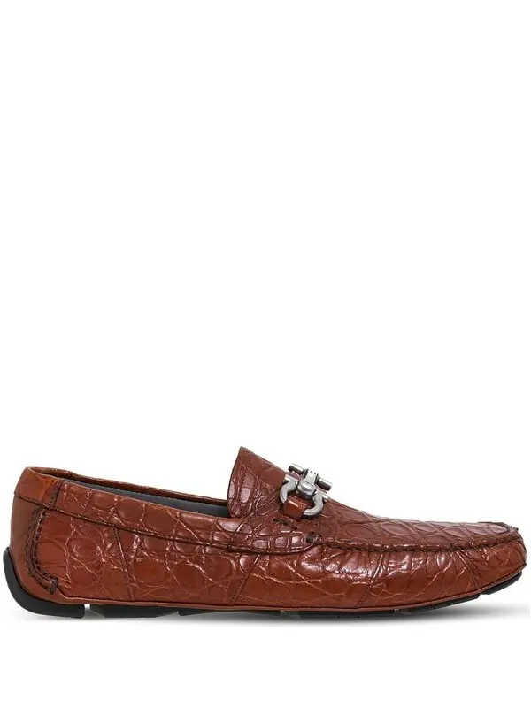 FERRAGAMO Gancini-buckle Leather Driving Shoes - Brown