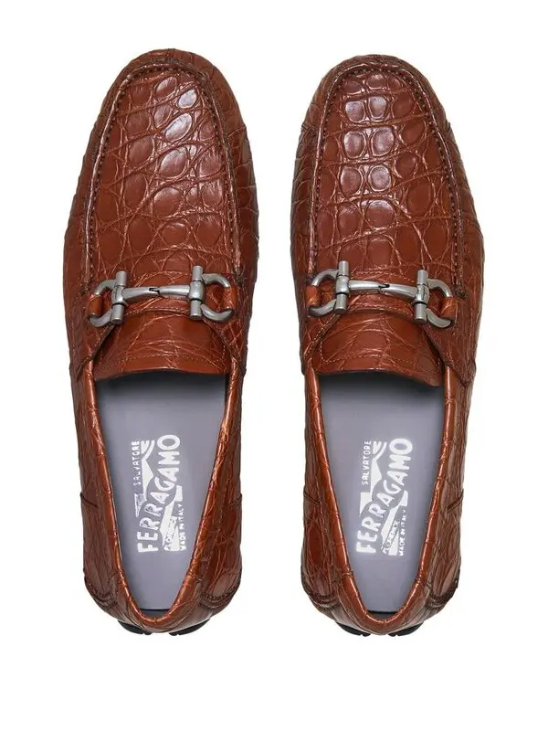 FERRAGAMO Gancini-buckle Leather Driving Shoes - Brown