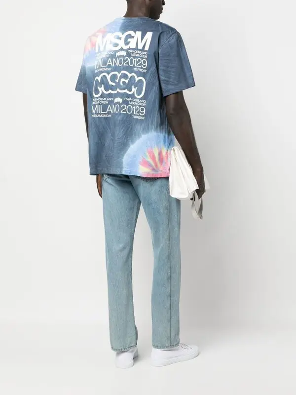MSGM Logo-print Tie-dye T-shirt - Blue