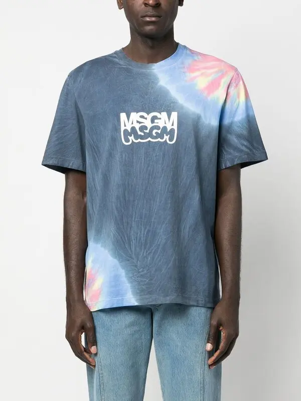 MSGM Logo-print Tie-dye T-shirt - Blue