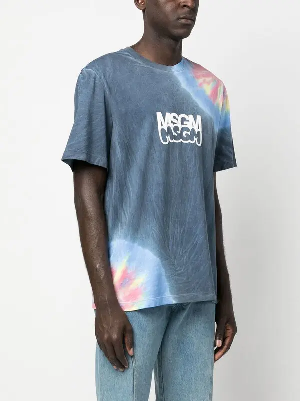 MSGM Logo-print Tie-dye T-shirt - Blue