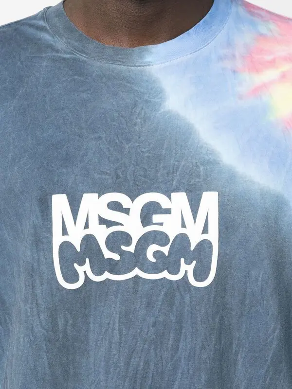 MSGM Logo-print Tie-dye T-shirt - Blue