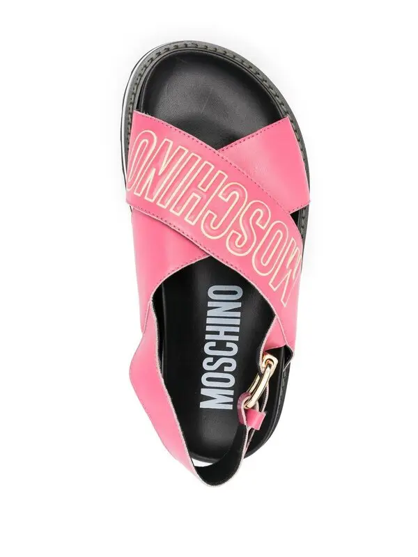 Moschino Print Leather Platform Sandals