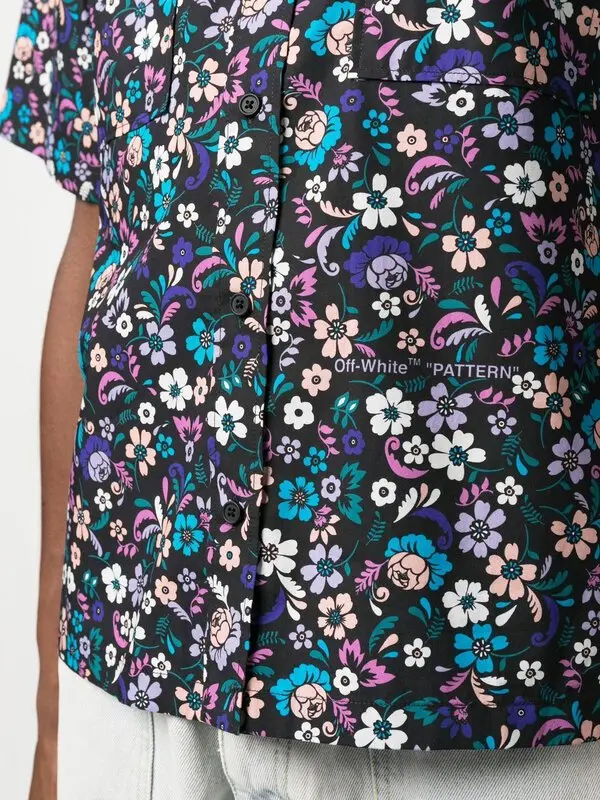 Off-White Flowers Summer Cotton Shirt