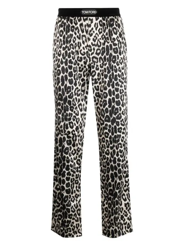 Tom Ford Silk Leopard Print Trousers - Neutrals - 50% Off