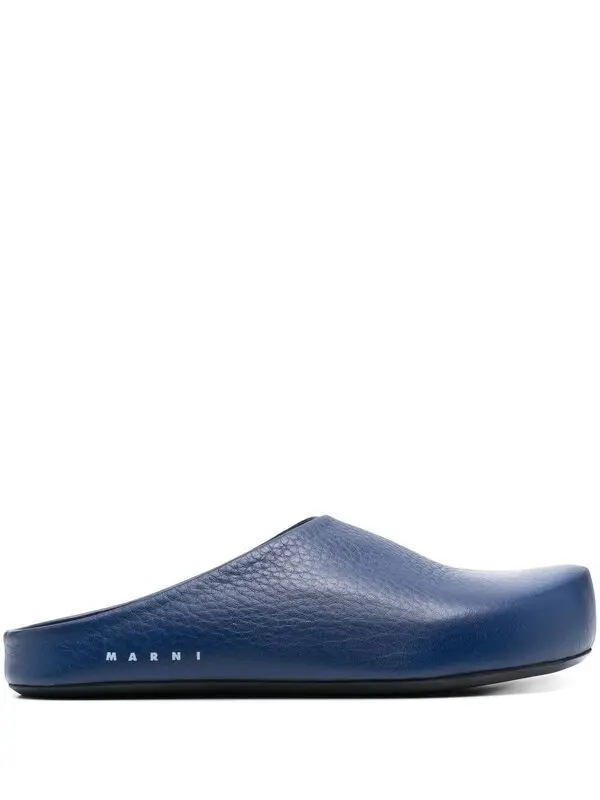 Marni Textured-leather Slippers
