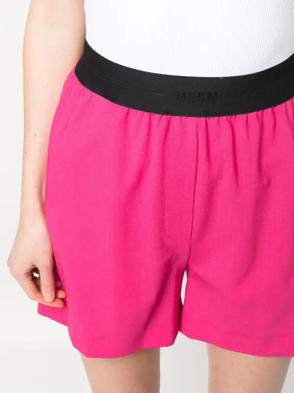 MSGM Logo-waistband Shorts - Pink