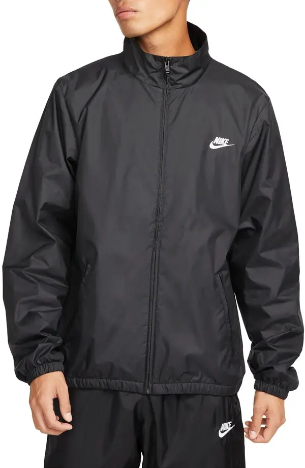 Nike Club Water Resistant Woven Jacket - Black/ White