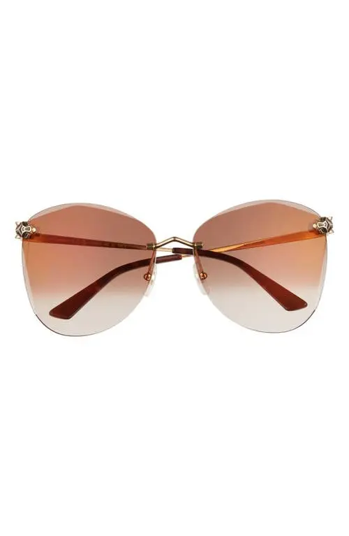 CARTIER 62mm Oversized Butterfly Sunglasses - Gold