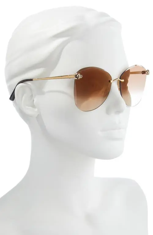 CARTIER 62mm Oversized Butterfly Sunglasses - Gold