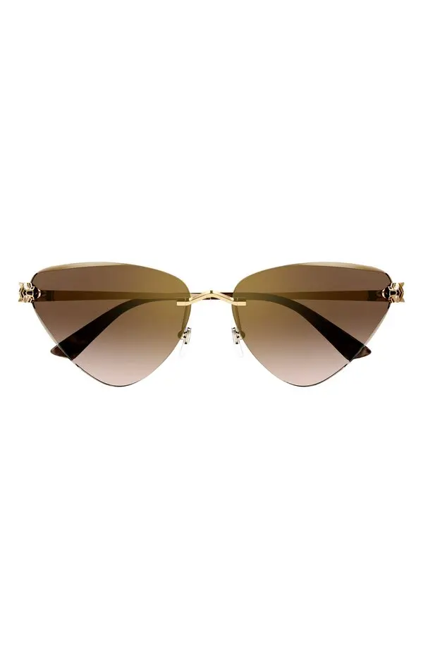 CARTIER 62mm Oversized Cat Eye Sunglasses - Gold 2
