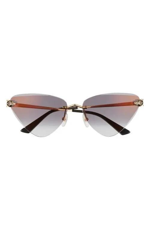 CARTIER 62mm Oversized Cat Eye Sunglasses - Gold