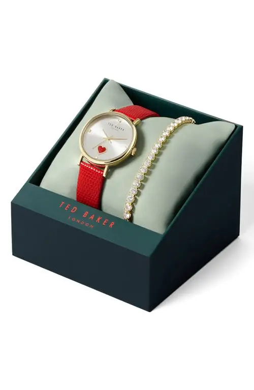 Ted Baker London Phylipa Leather Strap Watch & Bracelet Set