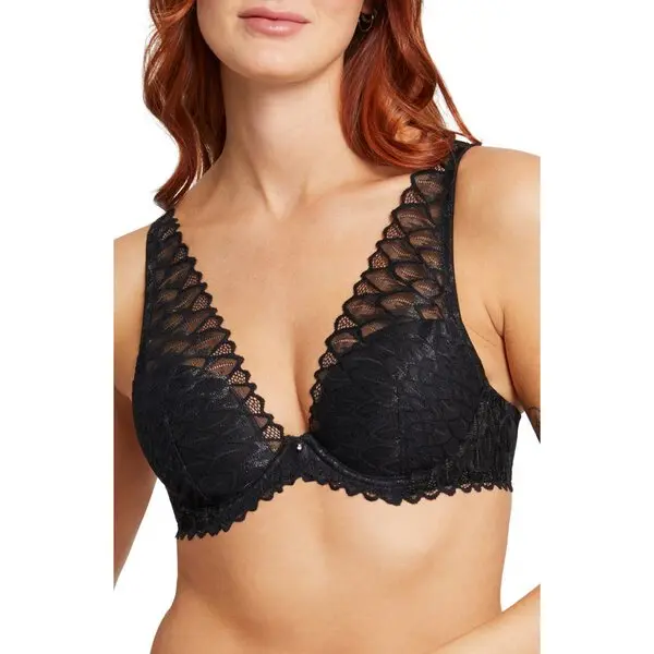 MONTELLE INTIMATES Lacey Mystique Lace Underwire Bra - Black