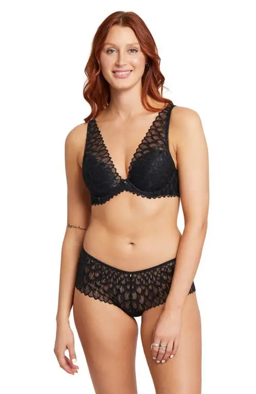 MONTELLE INTIMATES Lacey Mystique Lace Underwire Bra - Black