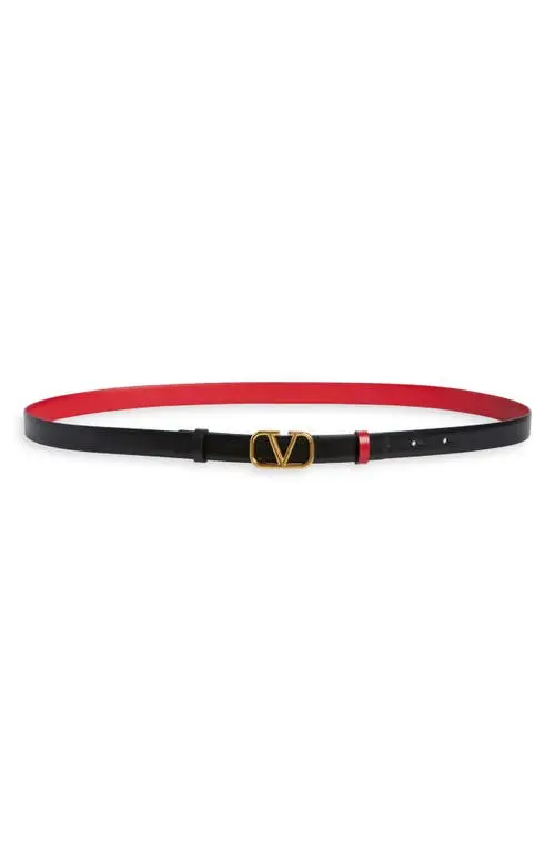 Valentino Garavani Vlogo Reversible Leather Belt - Black/red